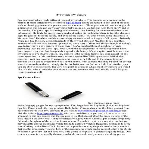 Spy cameras types and utilities | PDF
