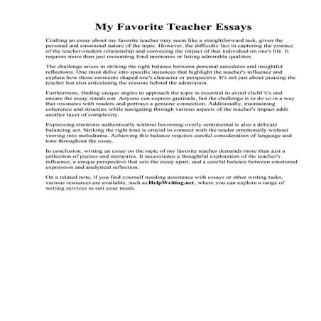 My Favorite Teacher Essays | PDF | Student Financial Aid | Financial ...