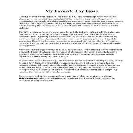My Favorite Toy Essay. Essay my favourite toy My Favorite Toy essays | PDF