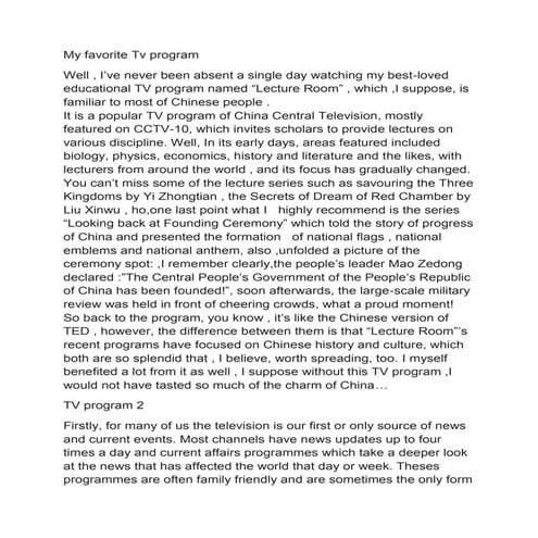 My favorite tv program | DOCX