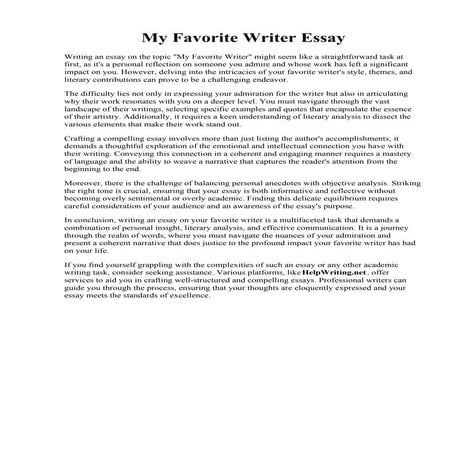 My Favorite Writer Essay | PDF