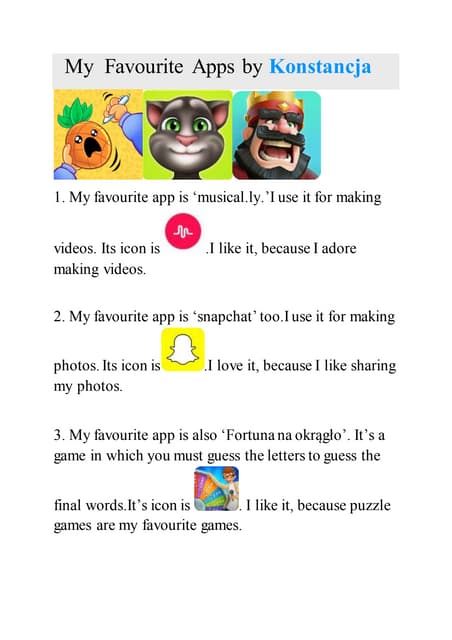 Wiktoria's favourite apps | DOCX | Social Networking | Internet