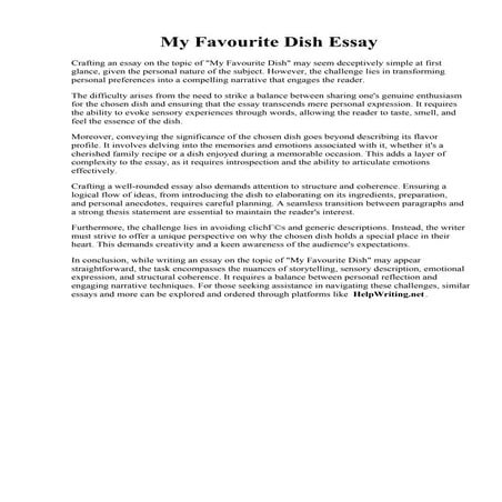 My Favourite Dish Essay | PDF