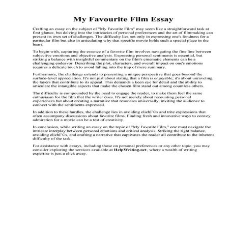My Favourite Film Essay | PDF