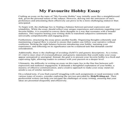 My Favourite Hobby Essay.pdfMy Favourite Hobby Essay | PDF