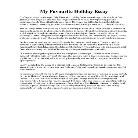 My Favourite Holiday Essay. description of a holiday essay | PDF
