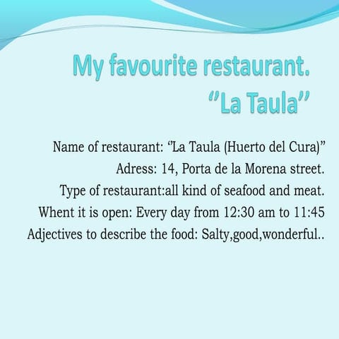 My favourite restaurant | PPT