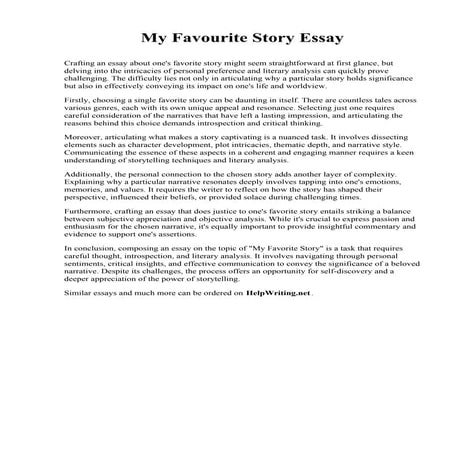 My Favourite Story Essay. Maysville Community and Technical College | PDF