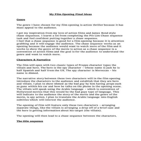 My film opening final ideas | DOCX