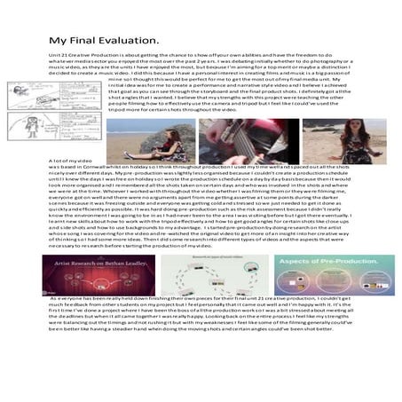 My final evaluation unit 21 | DOCX | Video Production | Content Production