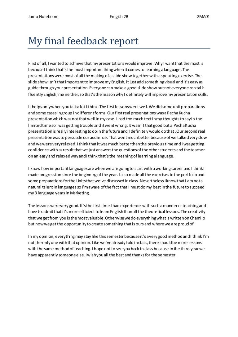 My final feedback report