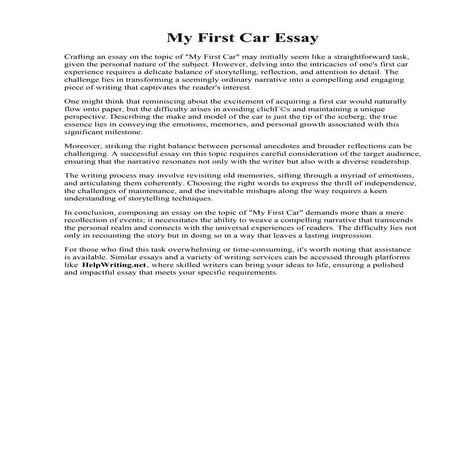 My First Car Essay. Invention of Car Free Essay Sample on Samploon.com
