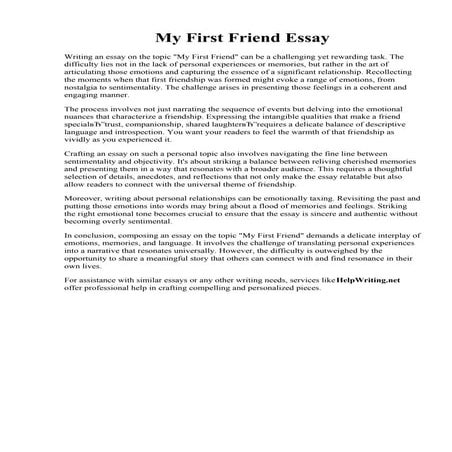 My First Friend Essay | PDF | Children\'s Health | Healthy Living