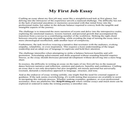 My First Job Essay | PDF