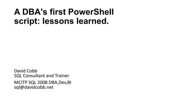 My First Powershell Script Ppt
