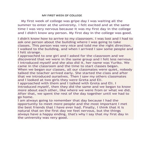 My first week of college | DOCX
