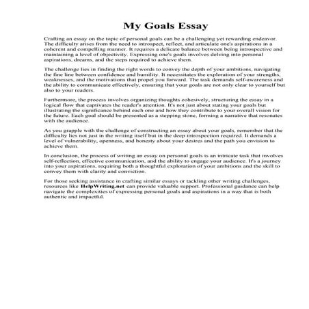 My Goals Essay | PDF