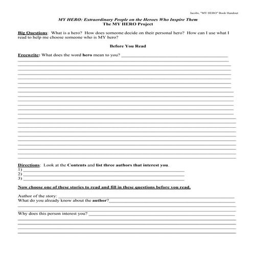 My hero book_handout | PDF