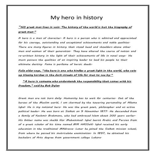 My hero in history | PDF