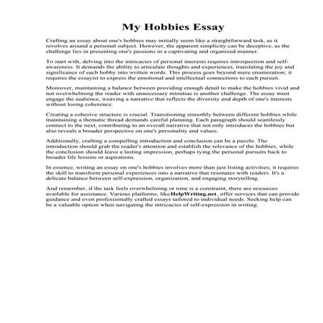 My Hobbies Essay | PDF