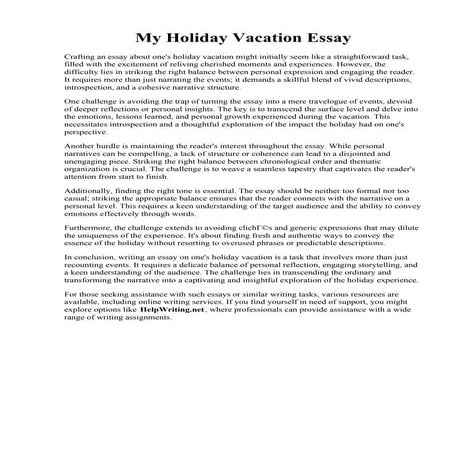 My Holiday Vacation Essay | PDF