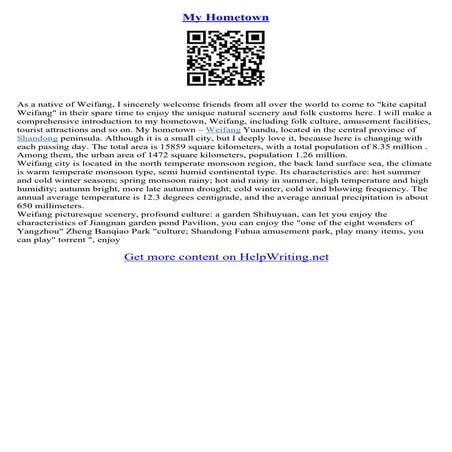 My Hometown Essay | PDF