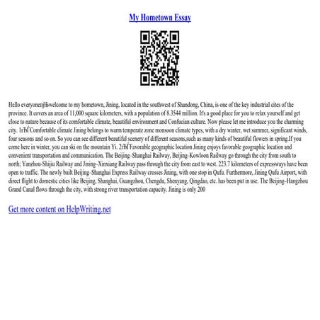 My Hometown Essay | PPT