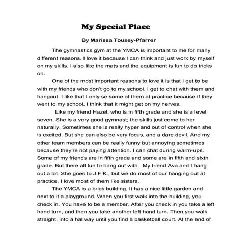 My Important Place | PDF