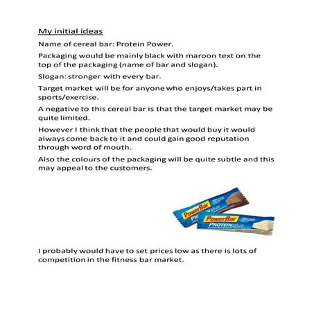 My initial ideas for cereal bar | DOCX