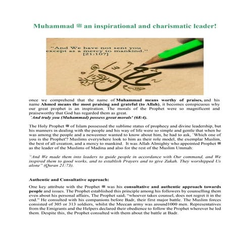 leadership skills of prophet Muhammad (SAW) | PPTX