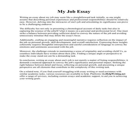 My Job Essay | PDF