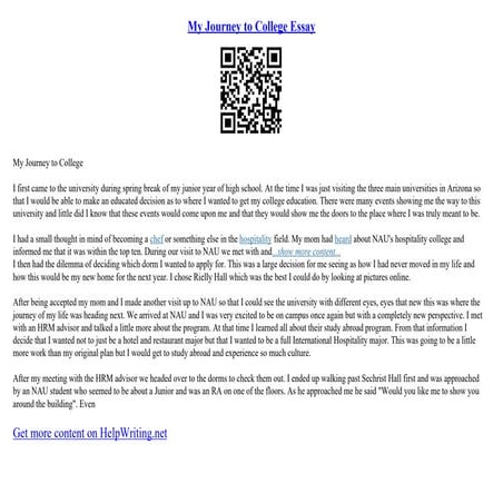 My Journey To College Essay | PDF