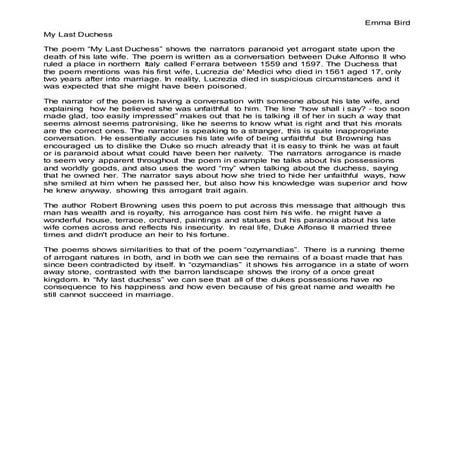 My Last Duchess - Robert Browning | DOCX