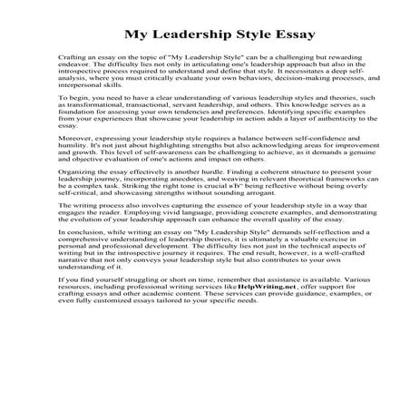 My Leadership Style Essay.pdf | Education