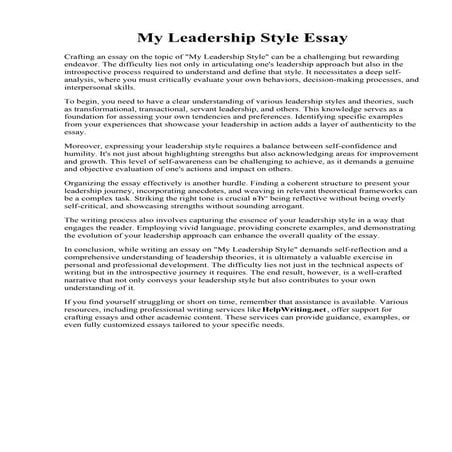 My Leadership Style Essay. Leadership Style Essay | PDF | Endocrine and ...
