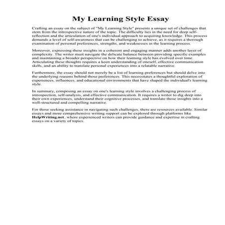 My Learning Style Essay | PDF