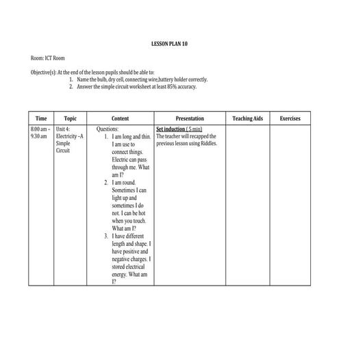 Rancangan Pengajaran Harian Sains ( 2 ) | PDF