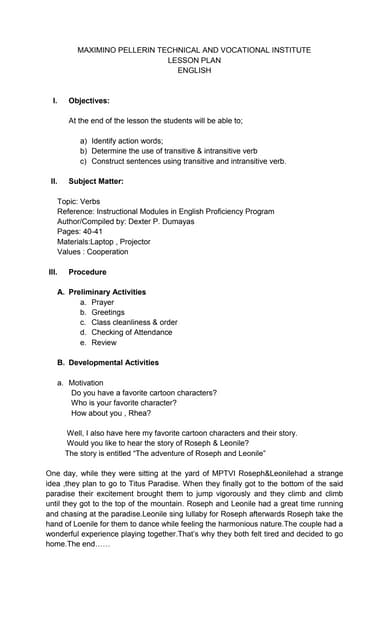 Problem-based lesson plan for grade 9 in english | PDF