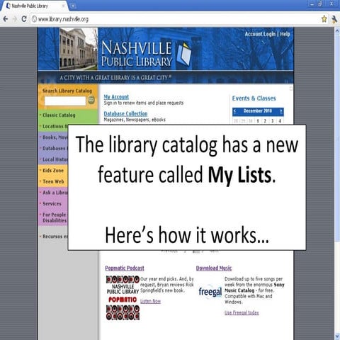 My Lists - Encore Catalog | PPT