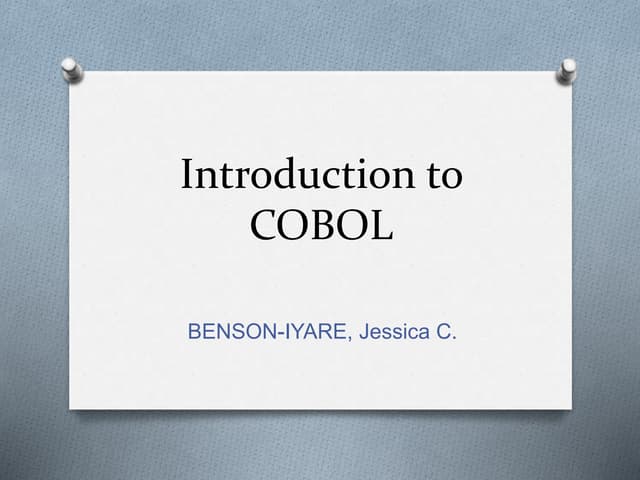 Introduction To Cobol Programming Language Ppt 8162