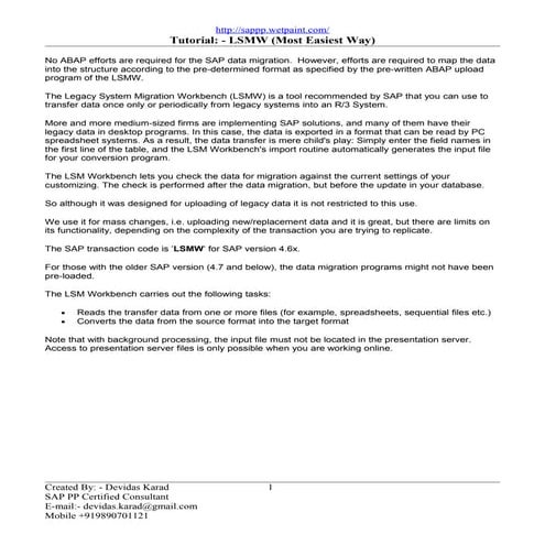 My lsmw | PDF | Email | Internet