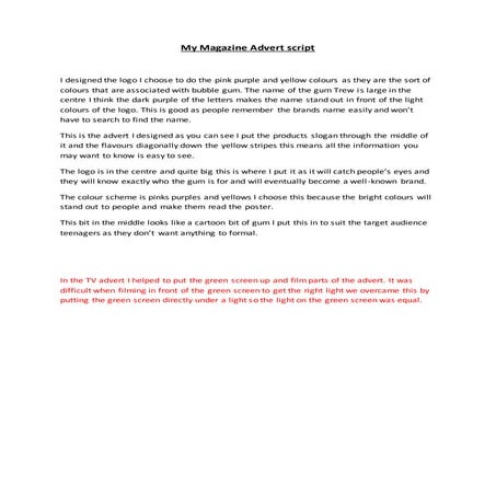 My magazine advert script | DOCX
