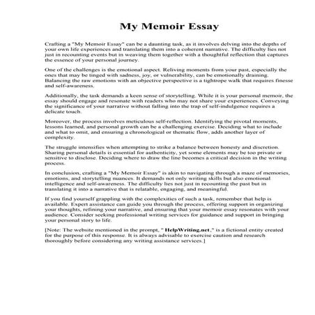 My Memoir Essay | PDF
