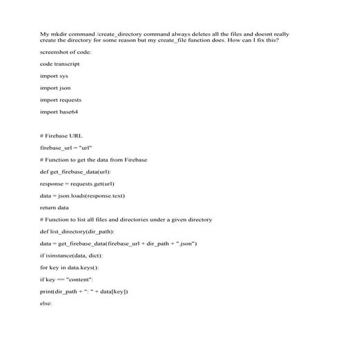 My mkdir command -create_directory command always deletes all the file ...
