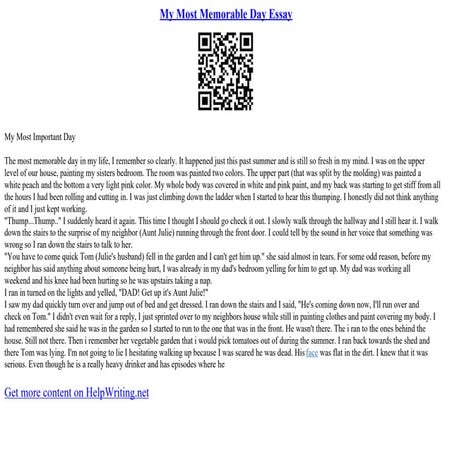 My Most Memorable Day Essay | PPT