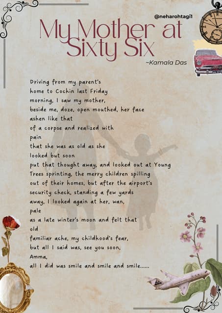 Presentation on Poem Analysis of My Mother At Sixty- Six | PDF