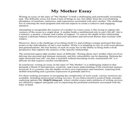 My Mother Essay | PDF