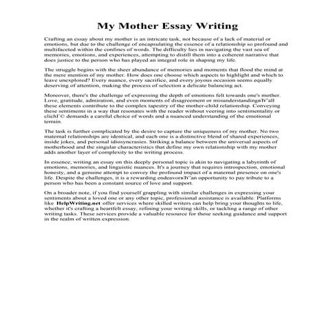 My Mother Essay Writing | PDF