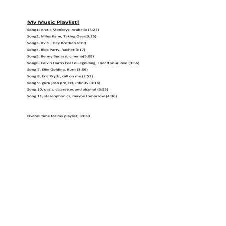 My music playlist | PDF