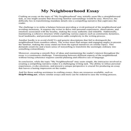 My Neighbourhood Essay | PDF
